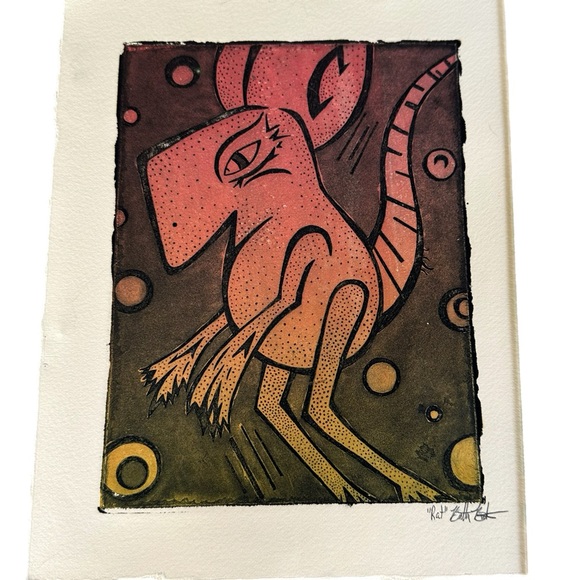 Handmade | Art | Original Linocut Print Rat Signed Modern Art ...